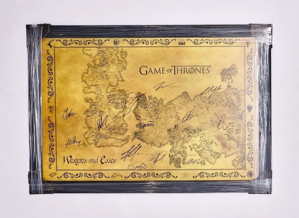 Framed "Game of Thrones" Cast Signed Map - YourPremierMemorabilia