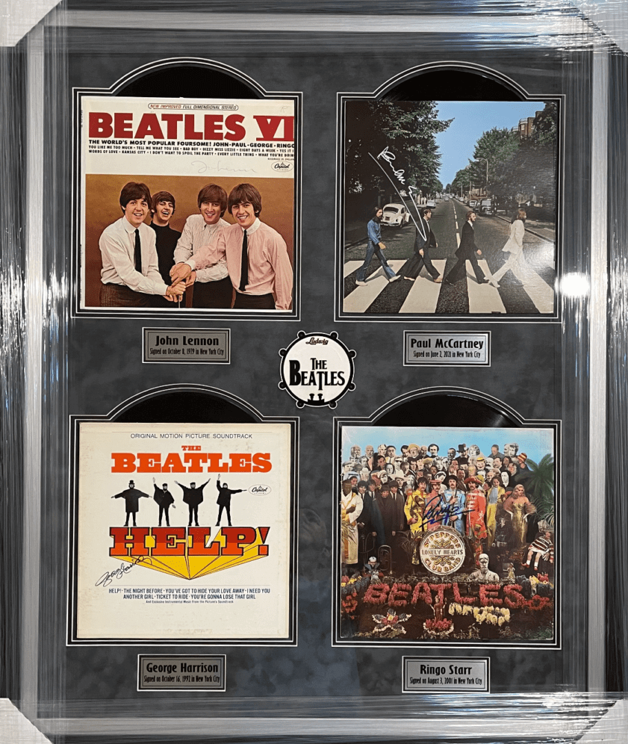 *Framed* "Beatles" Autographed 4 Album Collage - YourPremierMemorabilia